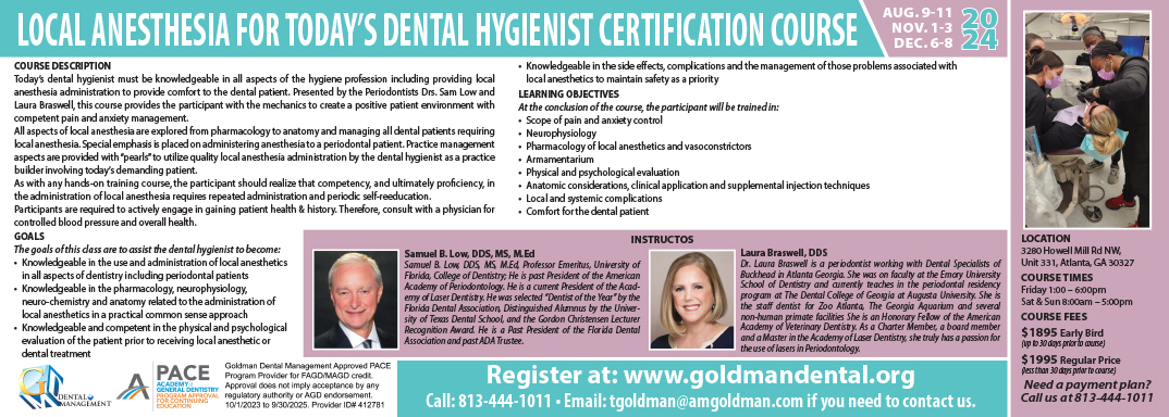 Local Anesthesia for Today’s RDH | GOLDMAN DENTAL MANAGEMENT