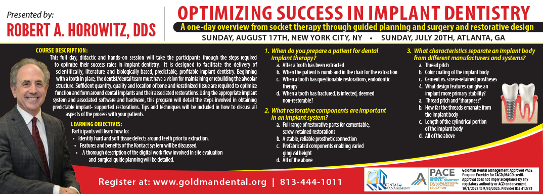 OPTIMIZING SUCCESS IN IMPLANT DENTISTRY | GOLDMAN DENTAL MANAGEMENT