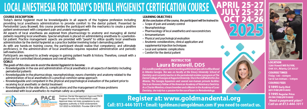Local Anesthesia for Today’s RDH | GOLDMAN DENTAL MANAGEMENT